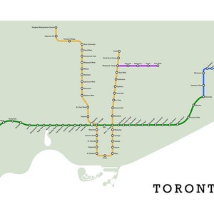 Toronto Subway Map - Metro Style Art Print of Toronto, Ontario - Etsy