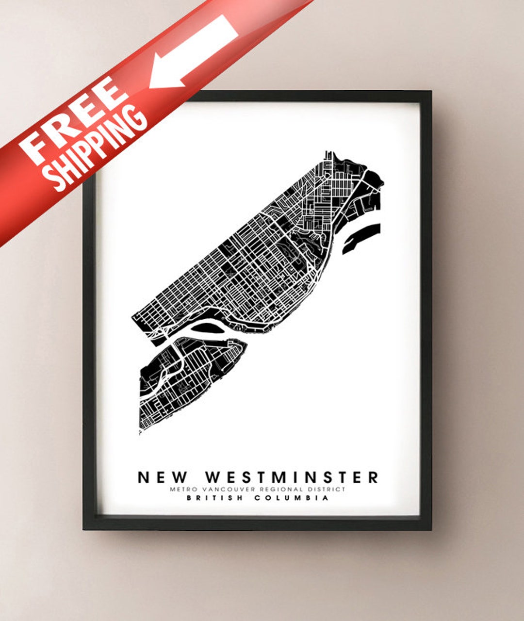 New Westminster, BC - City Limits Map Print - Etsy