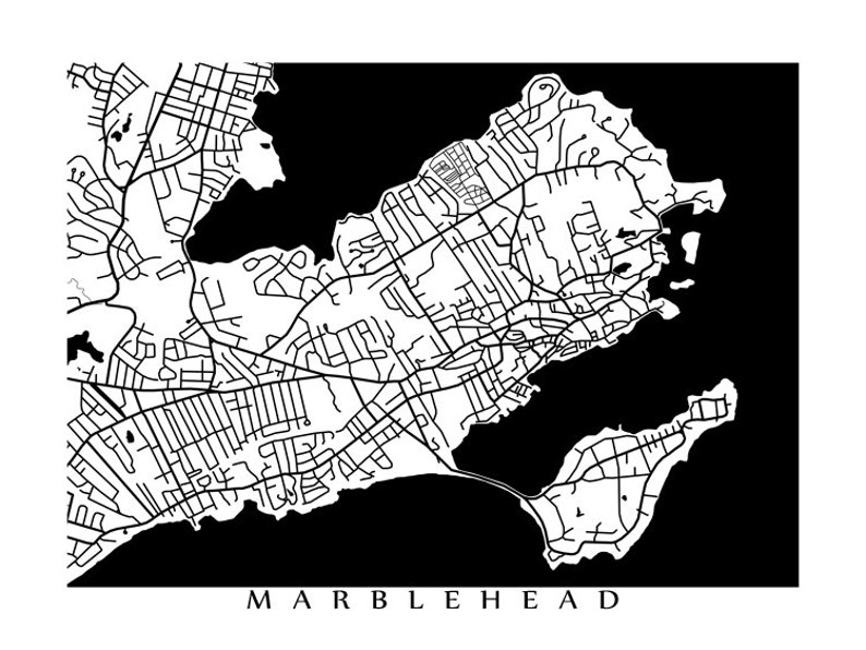 Marblehead Map Print - Massachusetts Art Poster - Etsy
