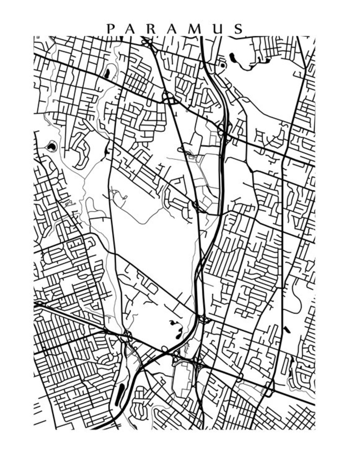 Paramus Map Print New Jersey Poster NJ Home Decor | Etsy