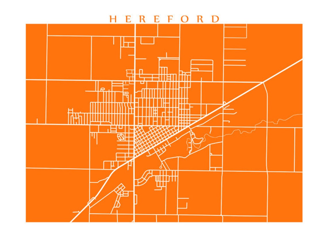 Hereford, TX Map Print - Texas Poster - Etsy