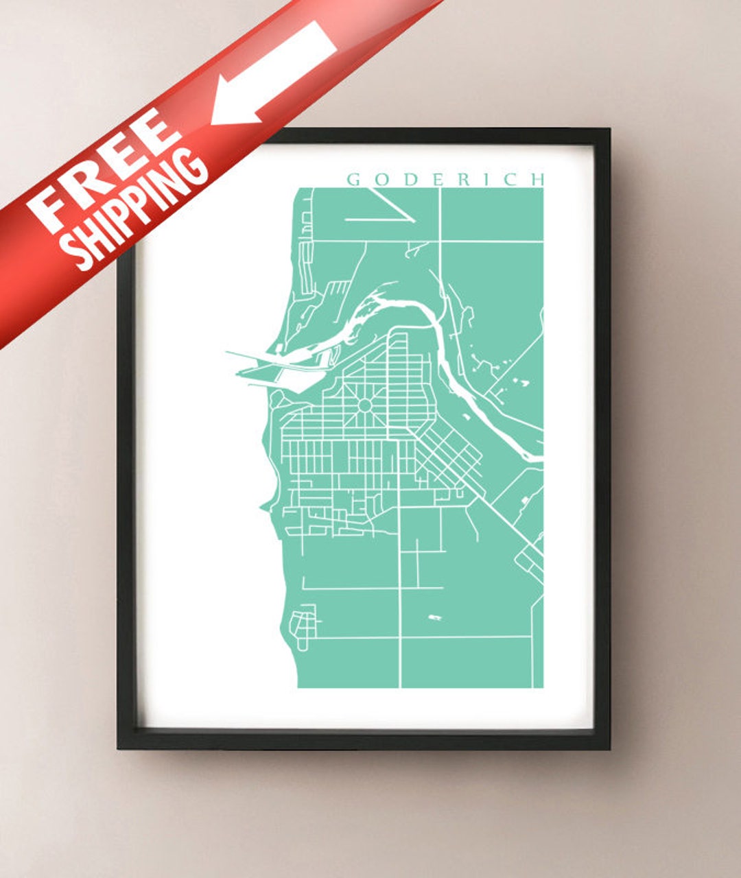 Goderich Map Huron-bruce Ontario Lake Huron Print - Etsy UK