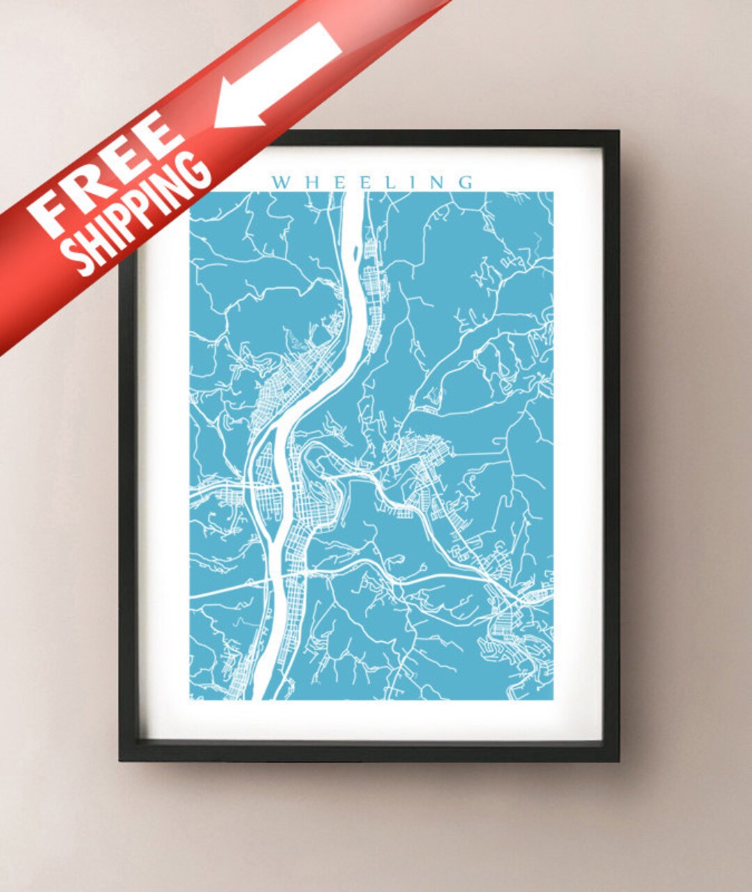 Wheeling Map Print - West Virginia Art Poster - Etsy