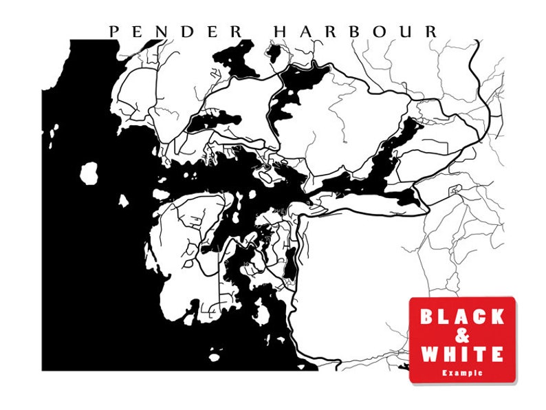 Pender Harbour Sunshine Coast BC Map Poster Print British - Etsy UK