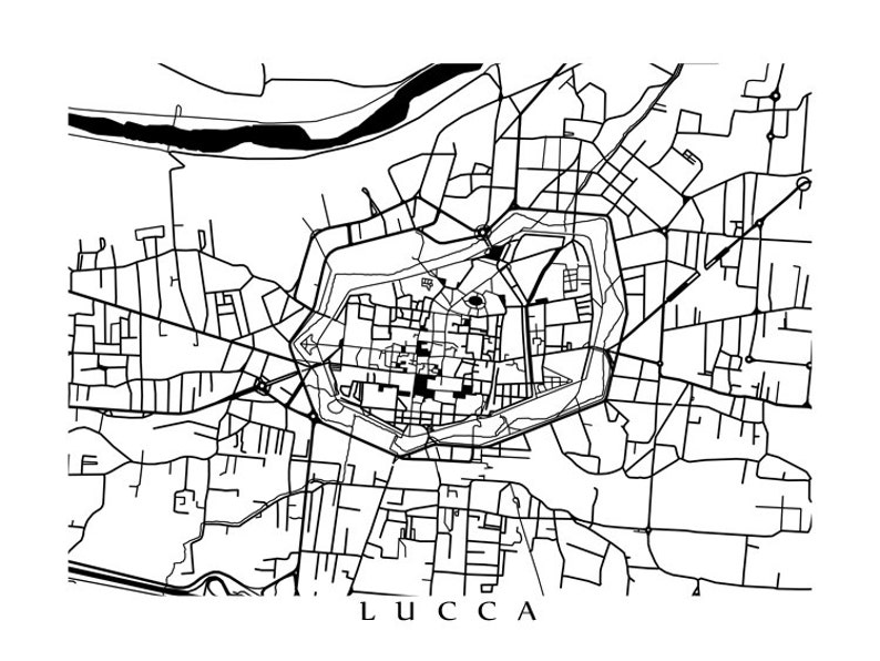 Lucca Map Print Italy Art Poster - Etsy