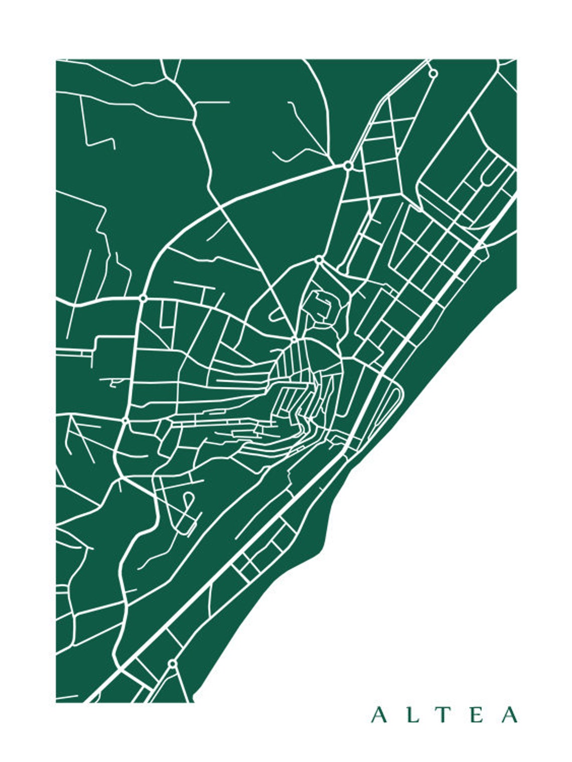 Altea Map Alicante Spain Art Print - Etsy