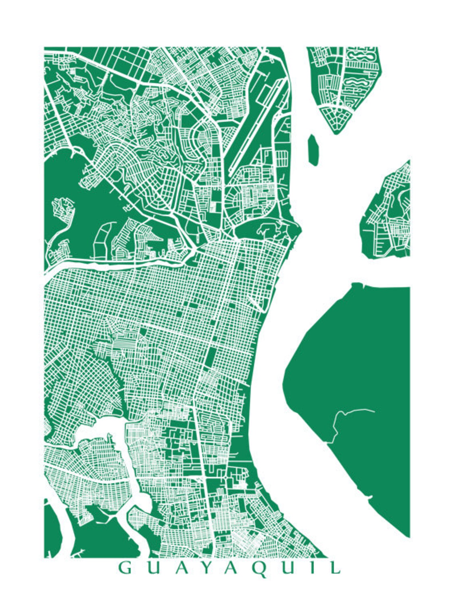 Guayaquil Map Print Ecuador Poster | Etsy