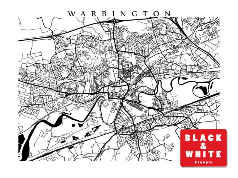 Warrington Map Print England Poster - Etsy UK