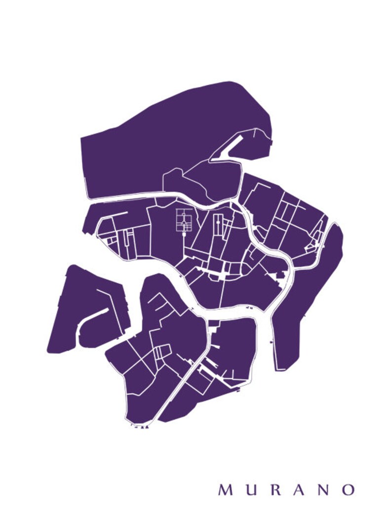 Murano Map Print Venice Wall Art Italy Poster Italian | Etsy