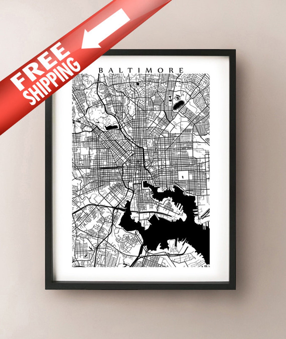 Baltimore Map Print Maryland Poster Art United States - Etsy