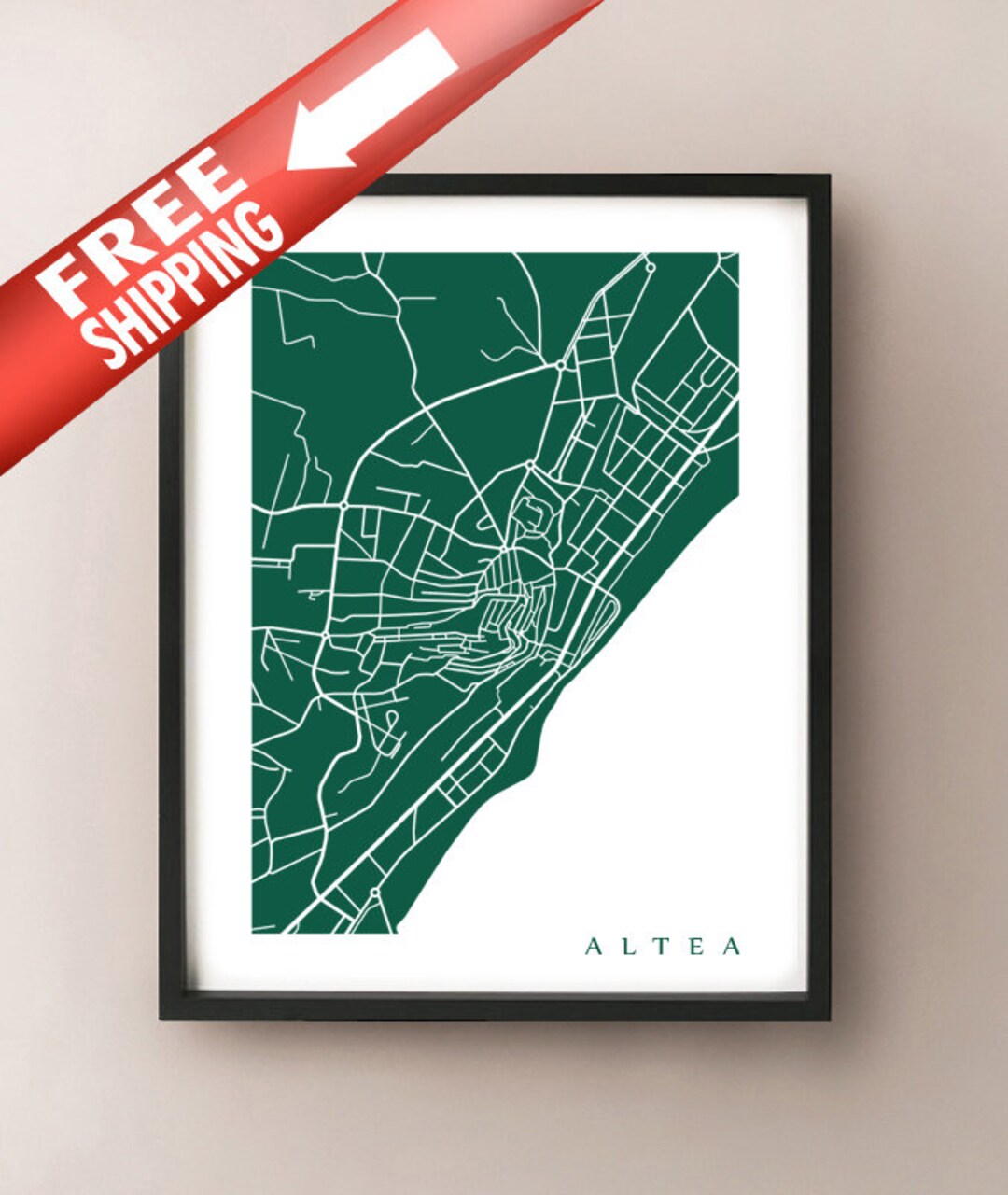 Altea Map - Alicante, Spain Art Print - Etsy