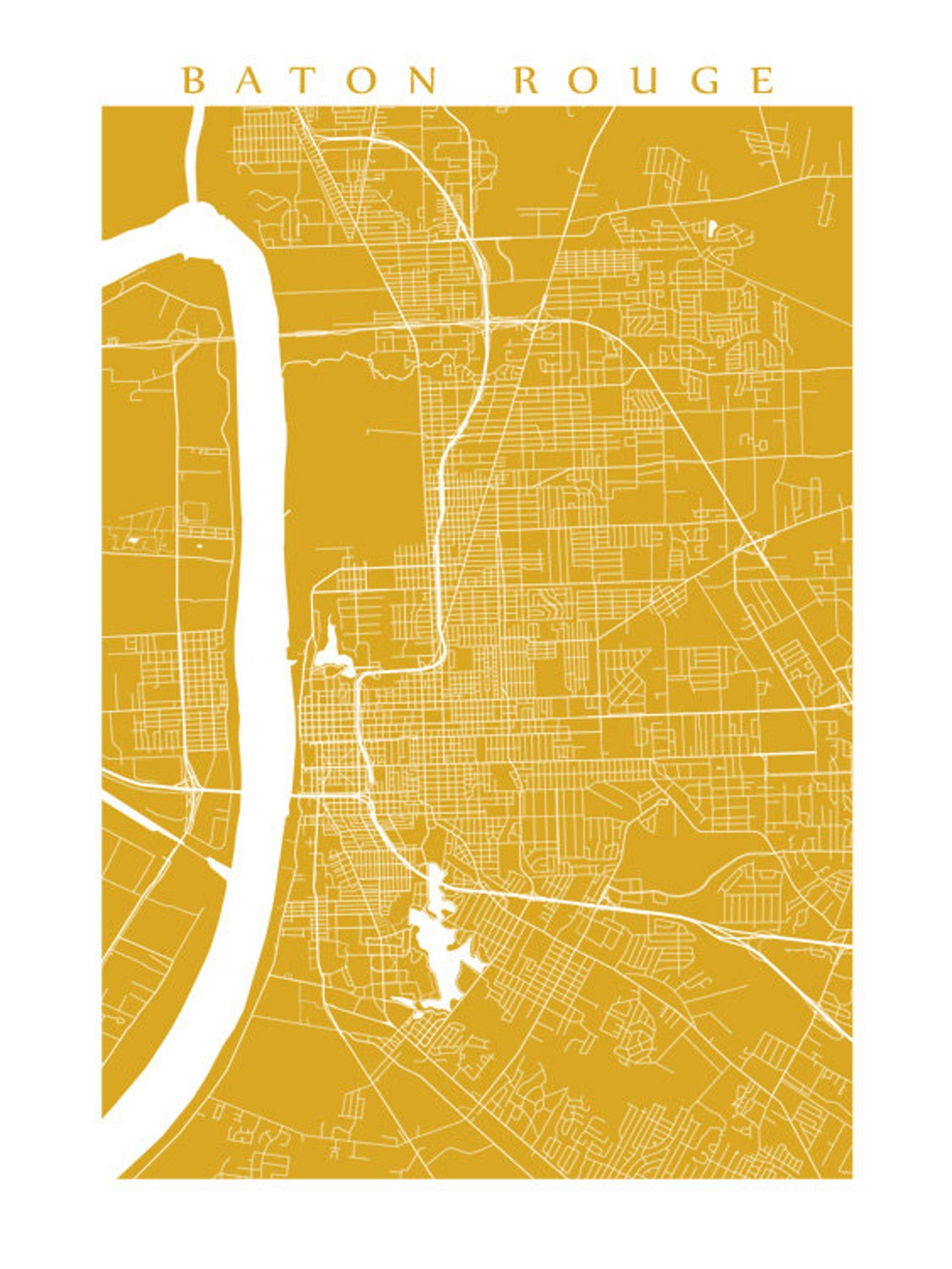 Baton Rouge Map Print - Etsy