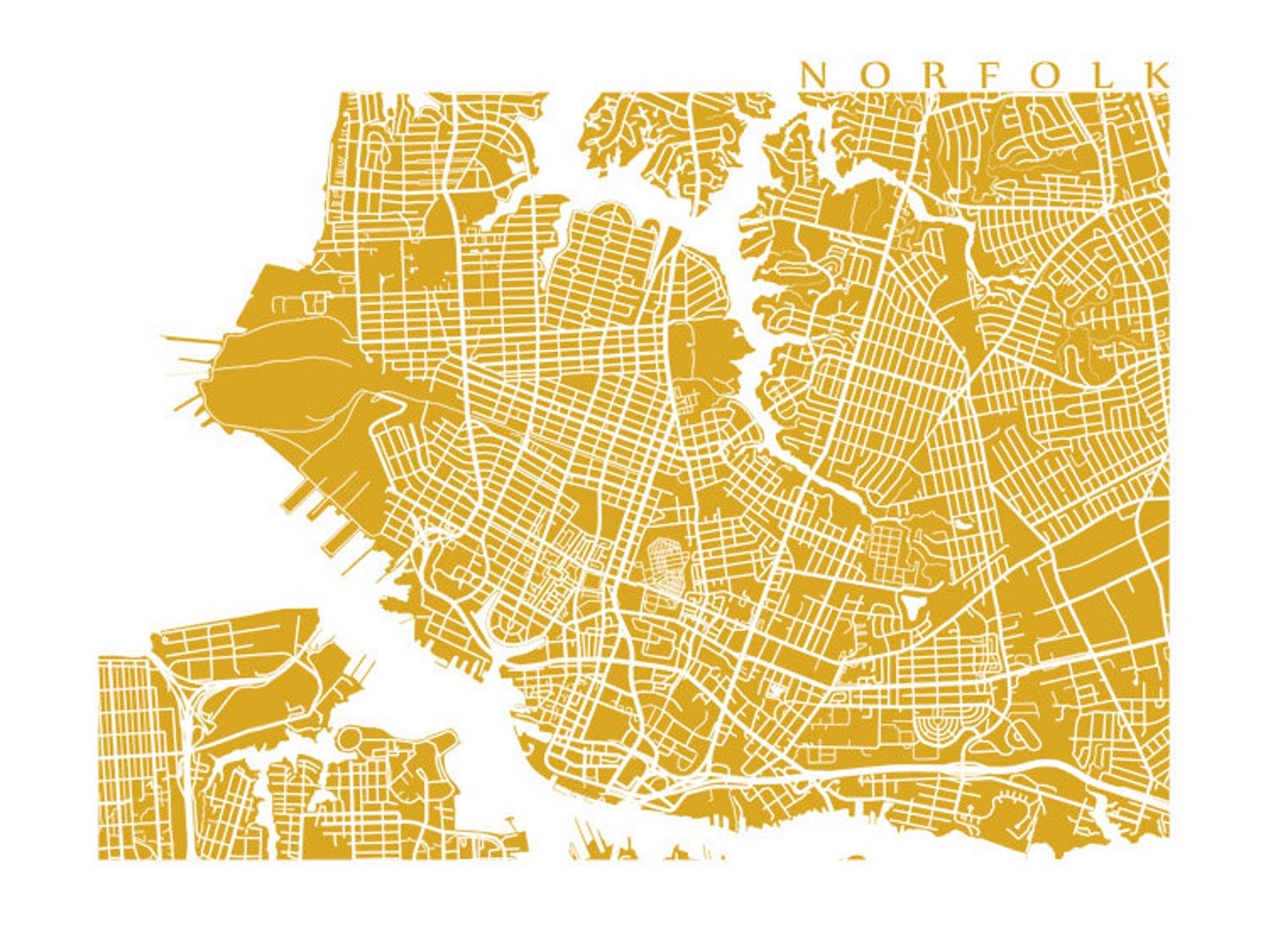 Norfolk Map Virginia Poster - Etsy
