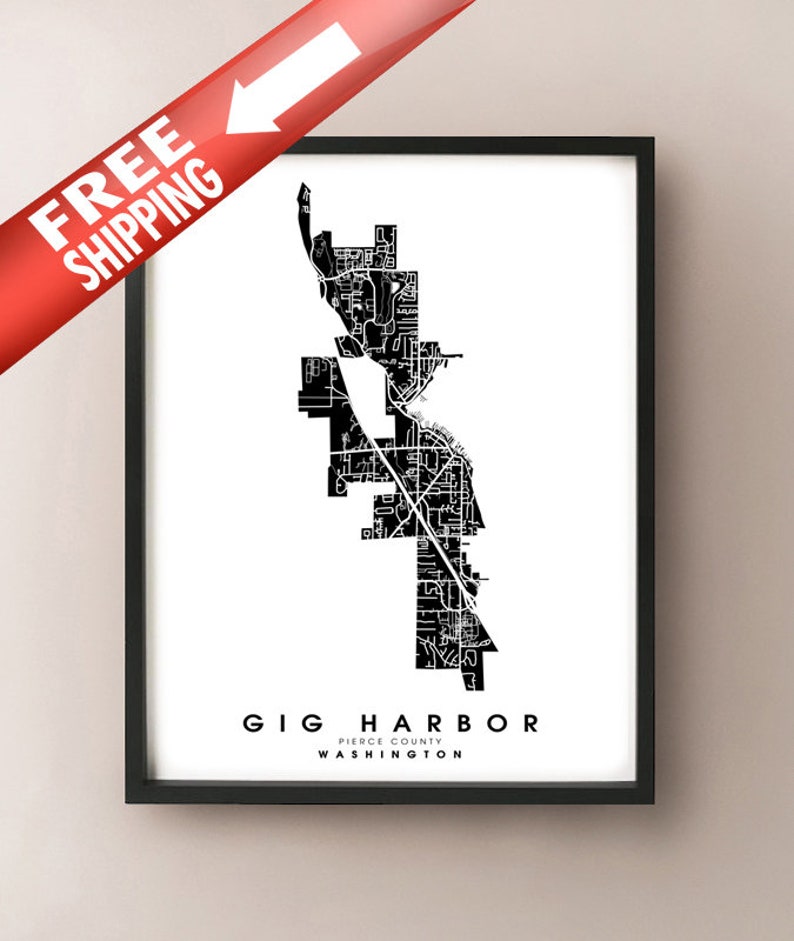 Gig Harbor WA City Limits Map Print - Etsy