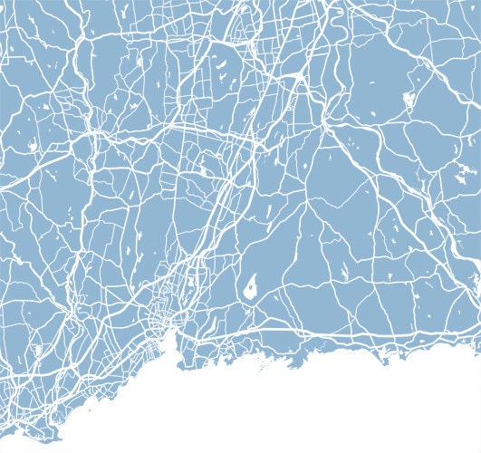 Connecticut State Map Print | Etsy