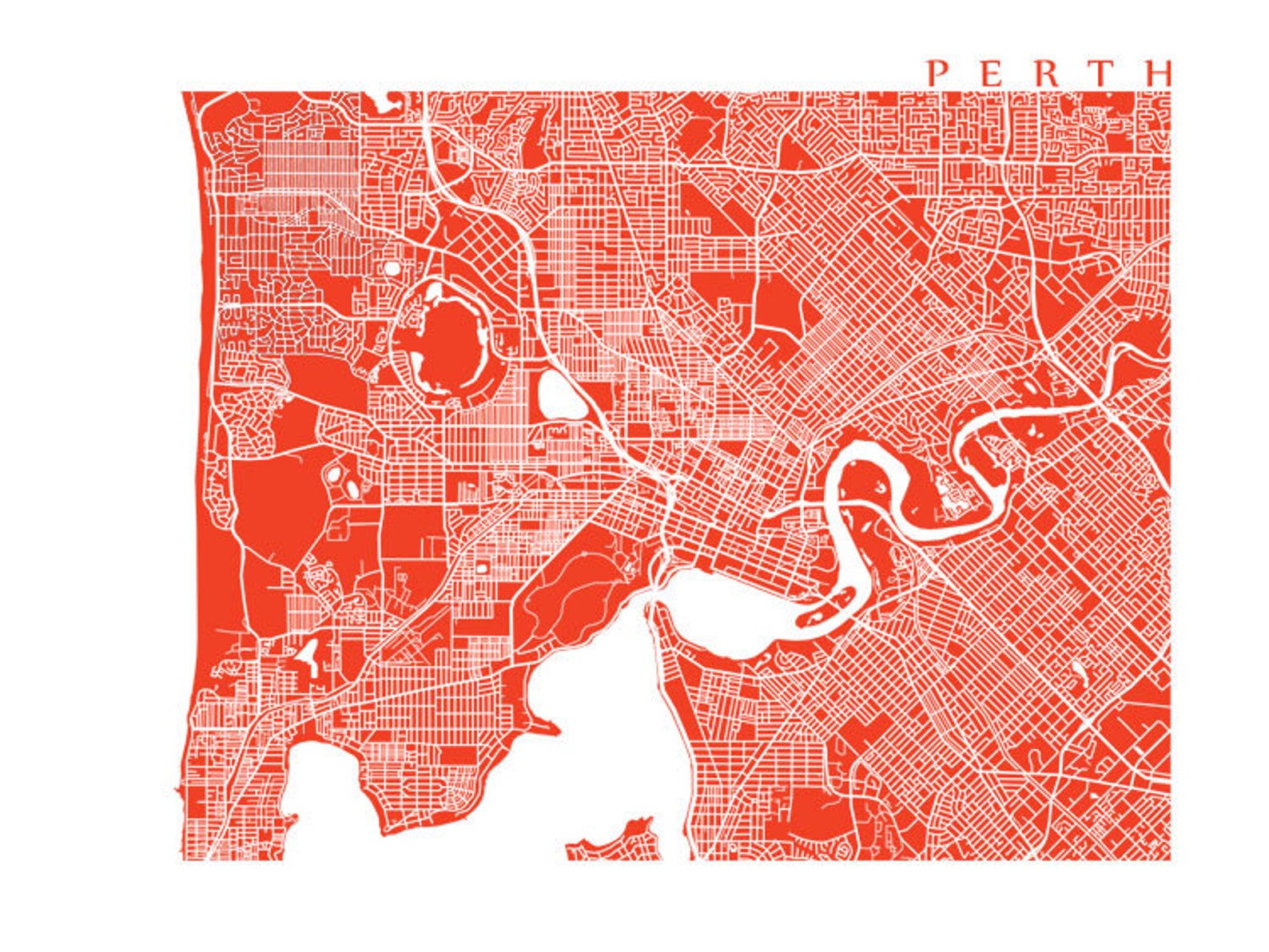 Perth Map - Australia Print - Etsy