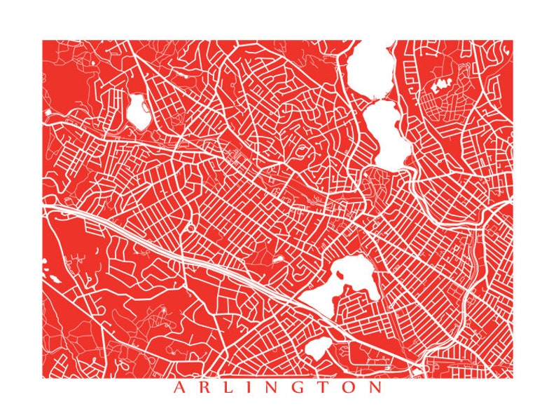 Arlington, MA Map Print - Massachusetts Poster - Etsy