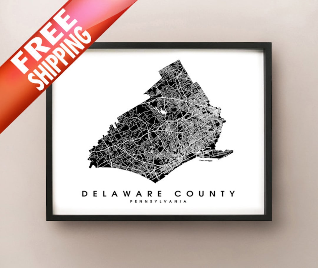 Delaware County, PA - City Limits Map Print - Etsy
