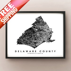 Delaware County, PA - City Limits Map Print - Etsy