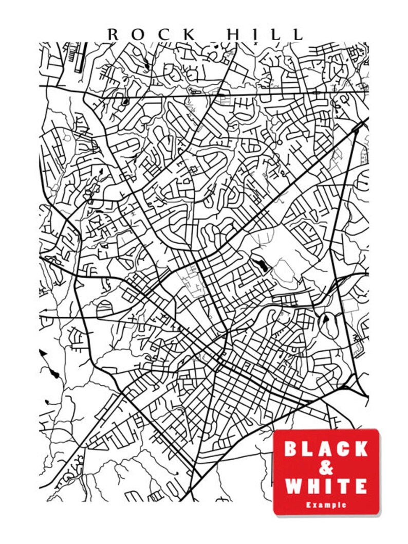Rock Hill Map Print South Carolina Poster Art - Etsy