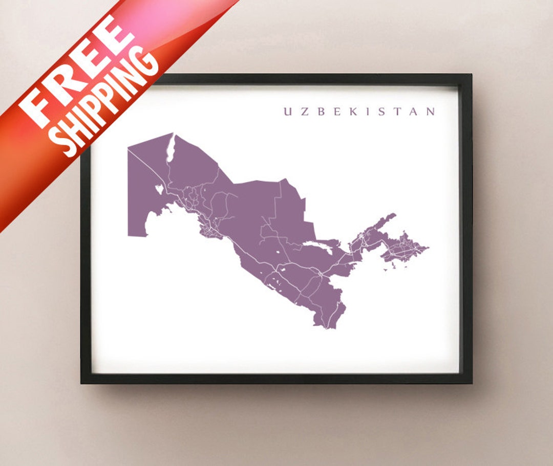 Uzbekistan Map Print: Choose Your Color - Etsy
