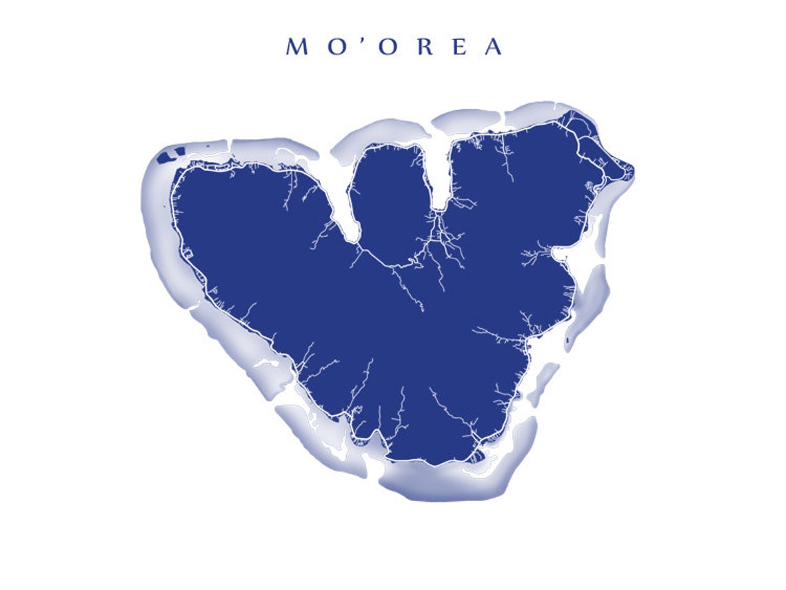 Mo'orea Map Moorea Windward Islands French Polynesia | Etsy