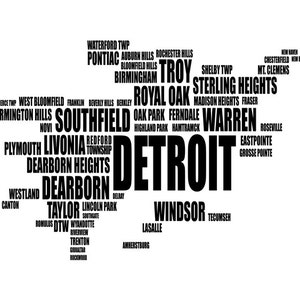 Detroit Typography Map, Michigan Text Art Print - Etsy