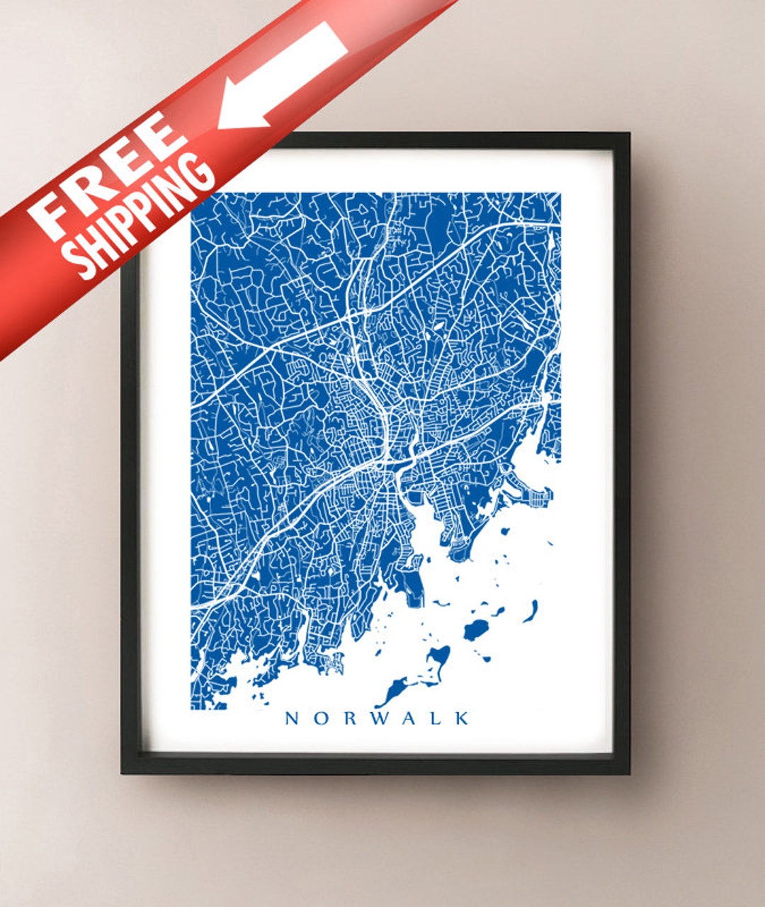 Norwalk, CT Map Print - Etsy