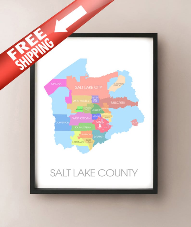 Salt Lake County UT Map - Etsy