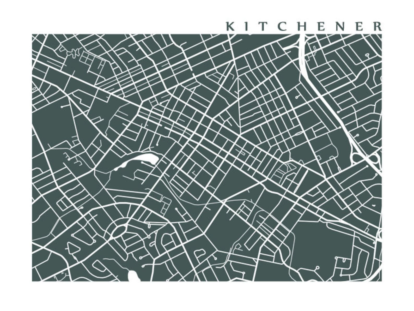 Kitchener Map Print Ontario Canada Art Poster - Etsy