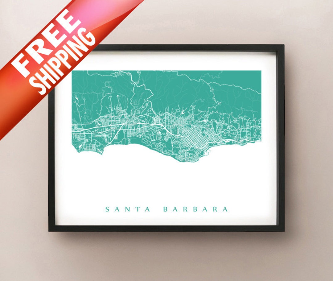 Santa Barbara Area Map - California Poster Print - Etsy