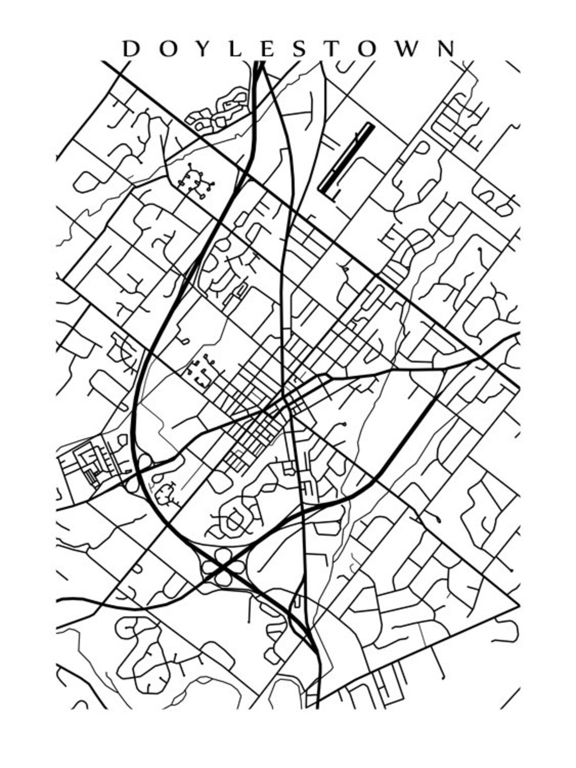 Doylestown Map Pennsylvania Poster | Etsy