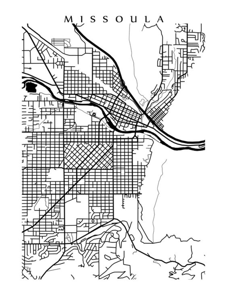 Missoula Map Print Montana Art Poster | Etsy