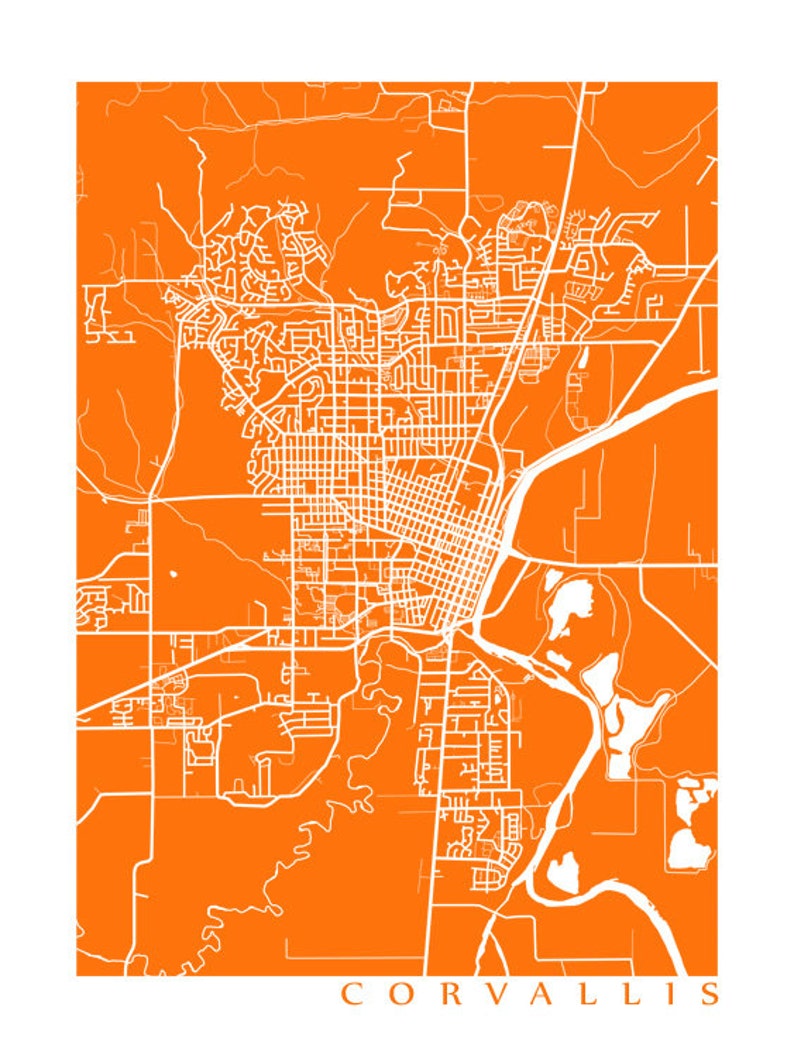 Corvallis Map Print - Oregon Art Poster - Etsy