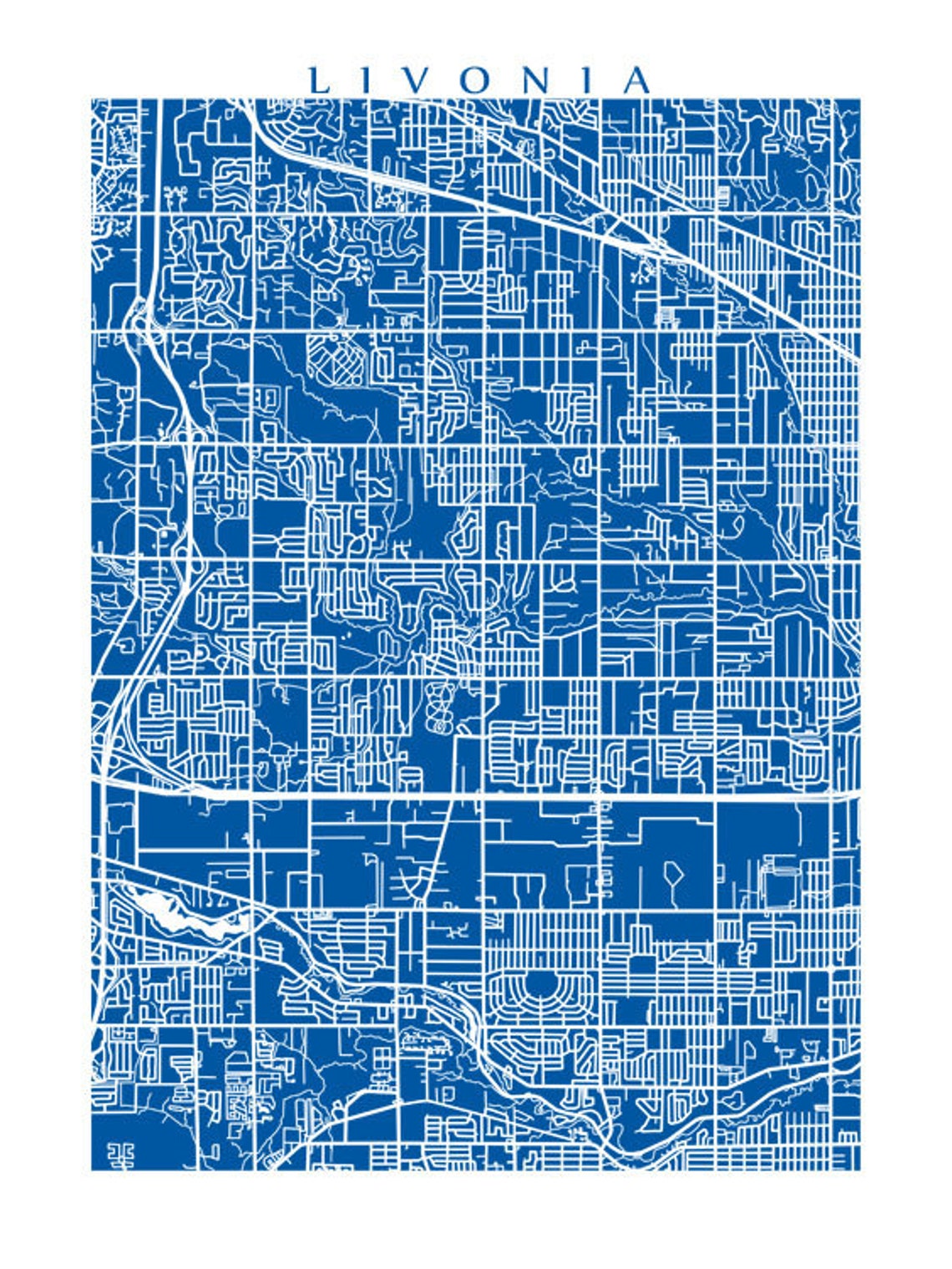 Livonia MI Map Michigan Poster - Etsy