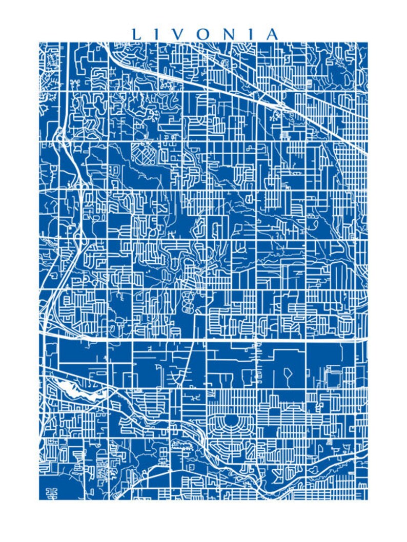 Livonia MI Map Michigan Poster - Etsy