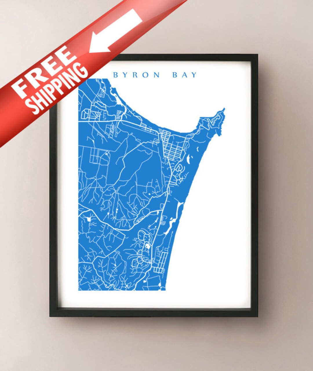 Byron Bay Map Print - Australia Poster Art - Etsy