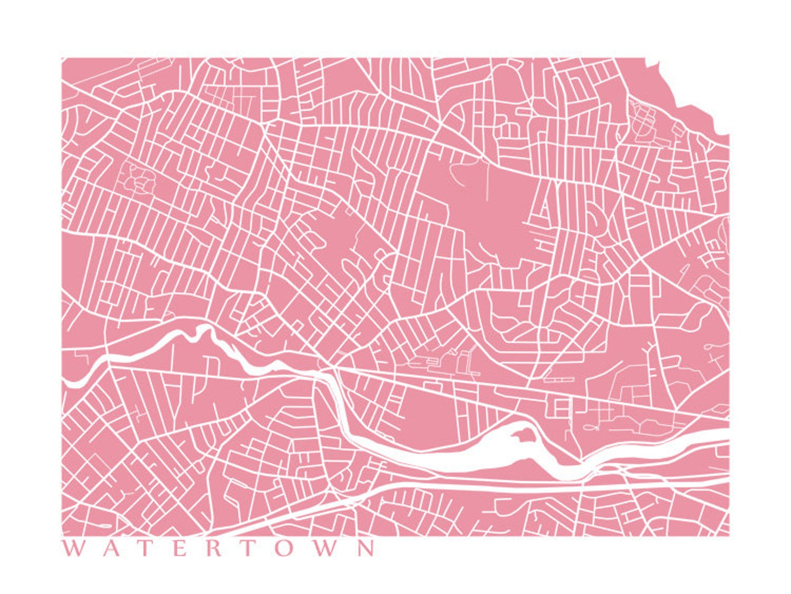 Watertown Map Print Massachusetts Poster - Etsy