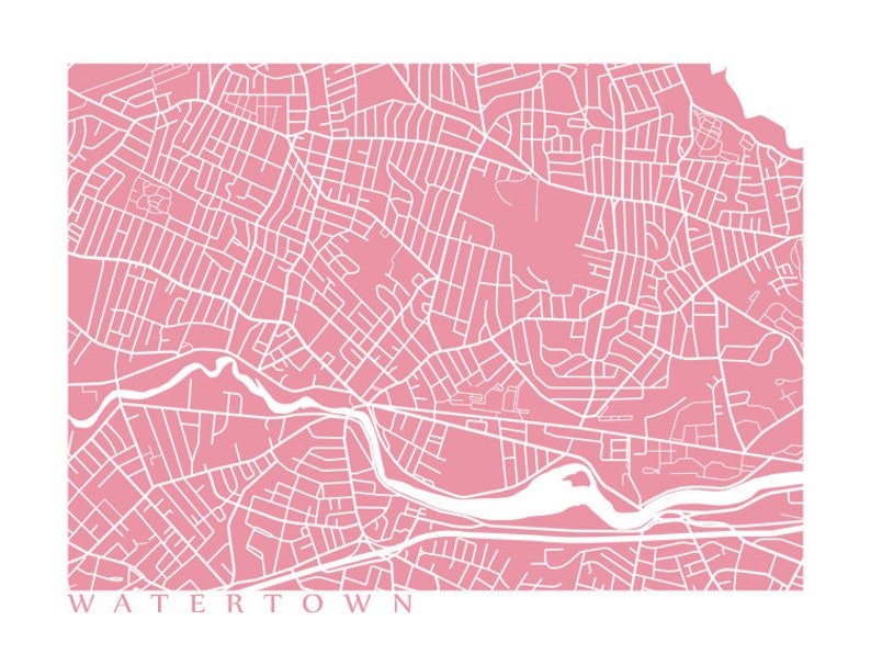 Watertown Map Print Massachusetts Poster - Etsy