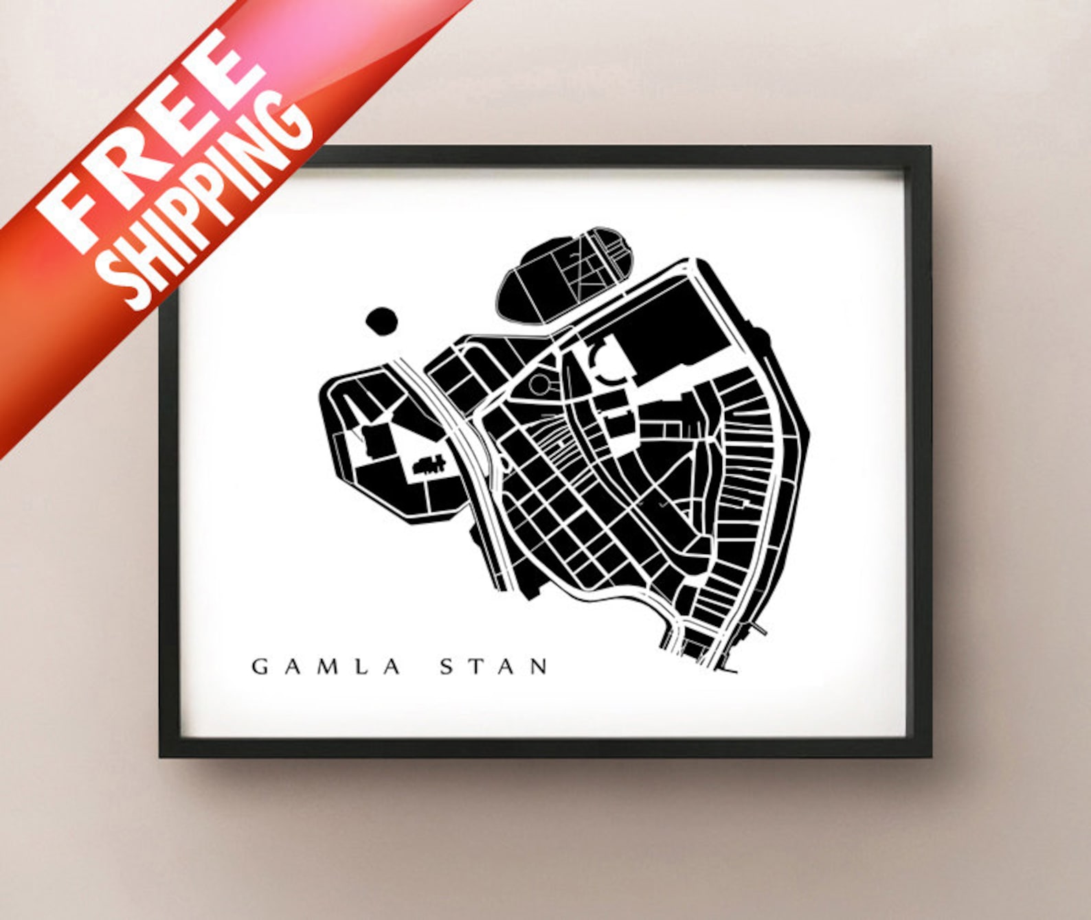 Gamla Stan Stockholm Map Stockholm Old Town Island District - Etsy