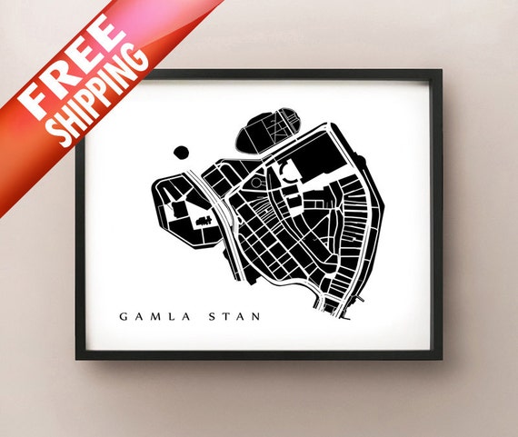 Gamla Stan Stockholm Map Stockholm Old Town Island District - Etsy