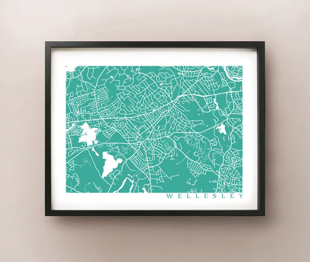 Wellesley Map Print - Massachusetts Poster - Etsy