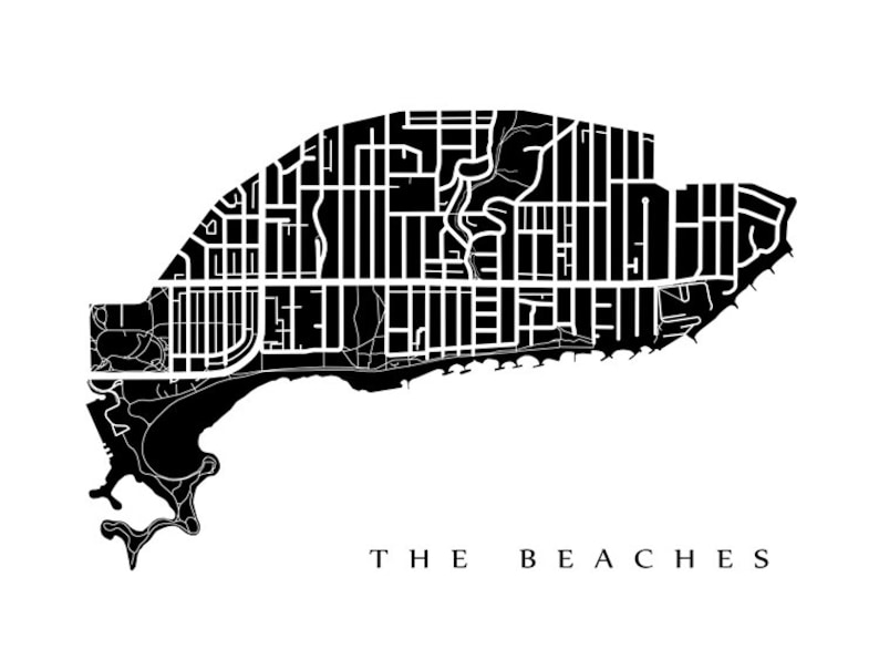 The Beaches Map Toronto Neighbourhood Art Print - Etsy Canada