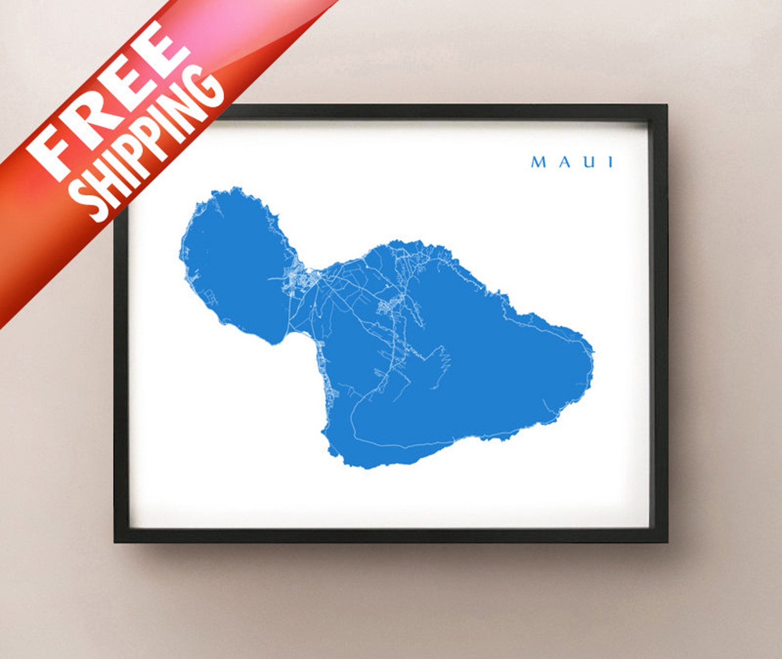 Maui Map Print - Hawaii Art Poster - Etsy