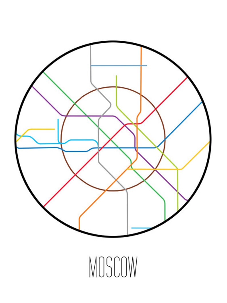 Moscow, Russia - Minimalist Metro Subway Art Print - Moskovsky ...
