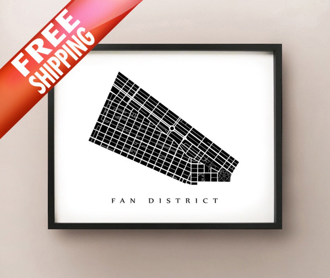 Fan District Neighborhood Map Print - Richmond, Virginia - Etsy