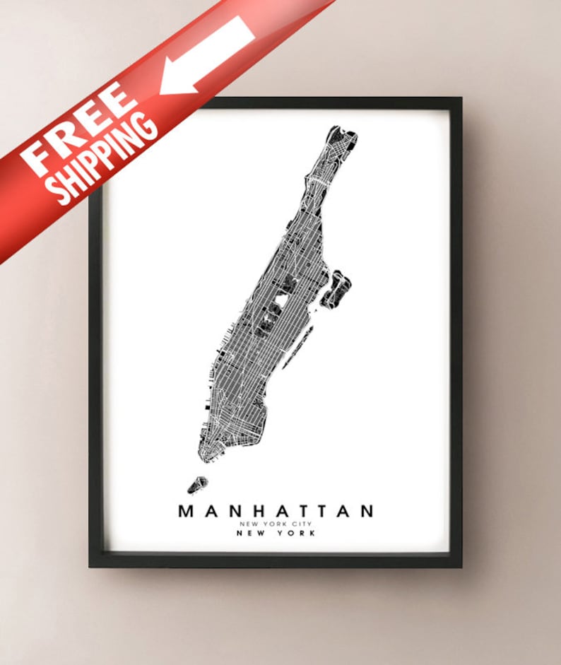 Manhattan NY New York County City Limits Map Print - Etsy