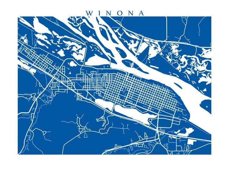 Winona MN Map Print Minnesota Poster | Etsy