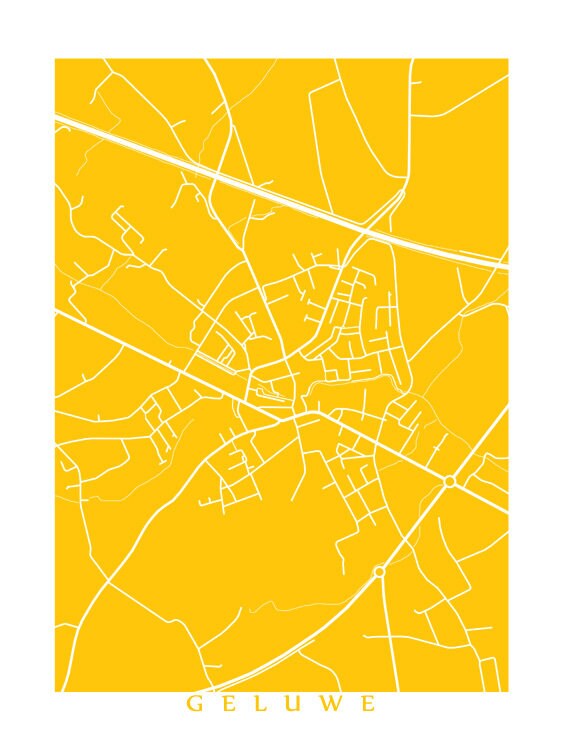 Geluwe Map Print Geluwe Wervik Belgium Poster | Etsy