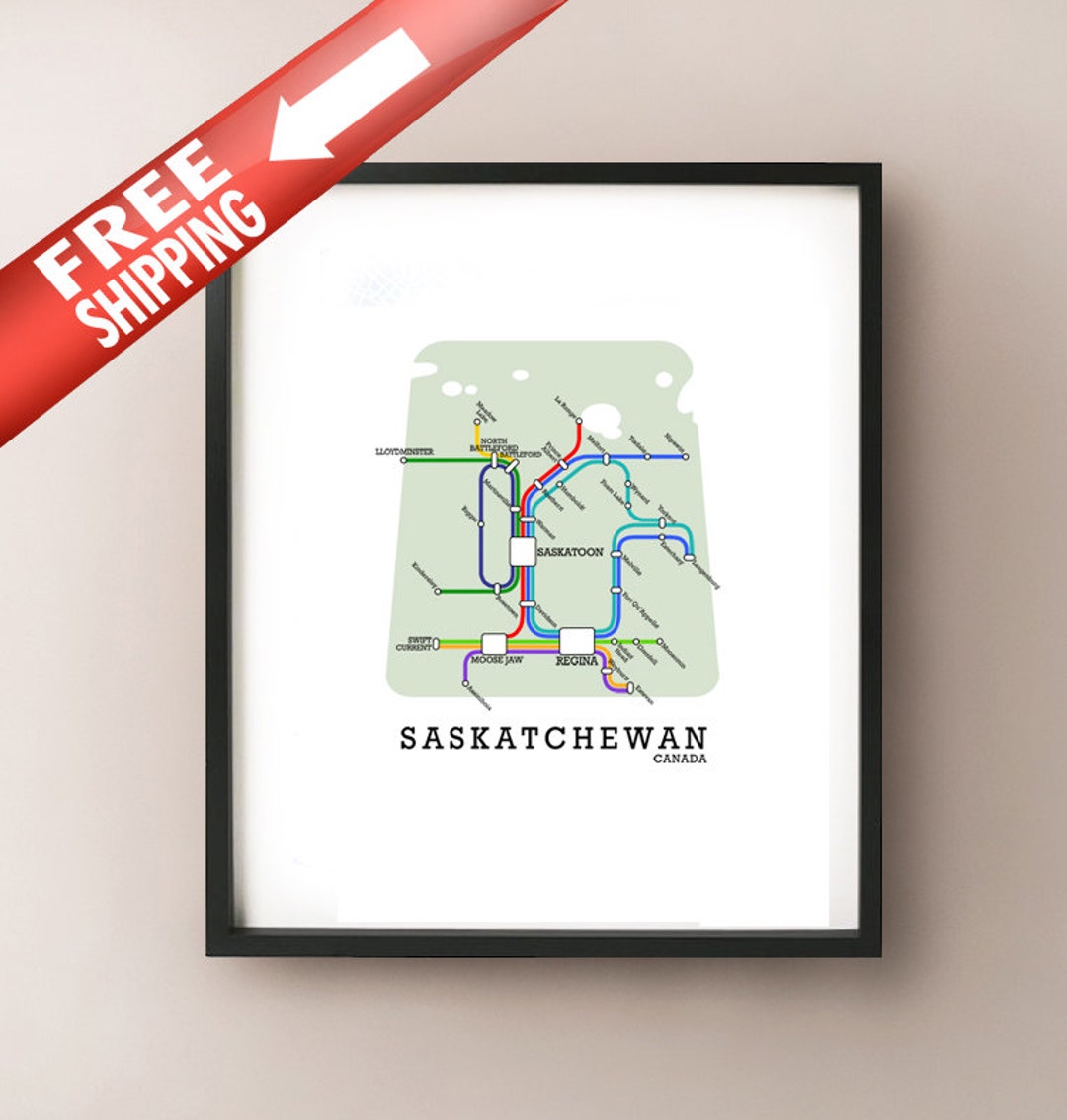 Saskatchewan Metro Subway Style Map Art Print - Etsy